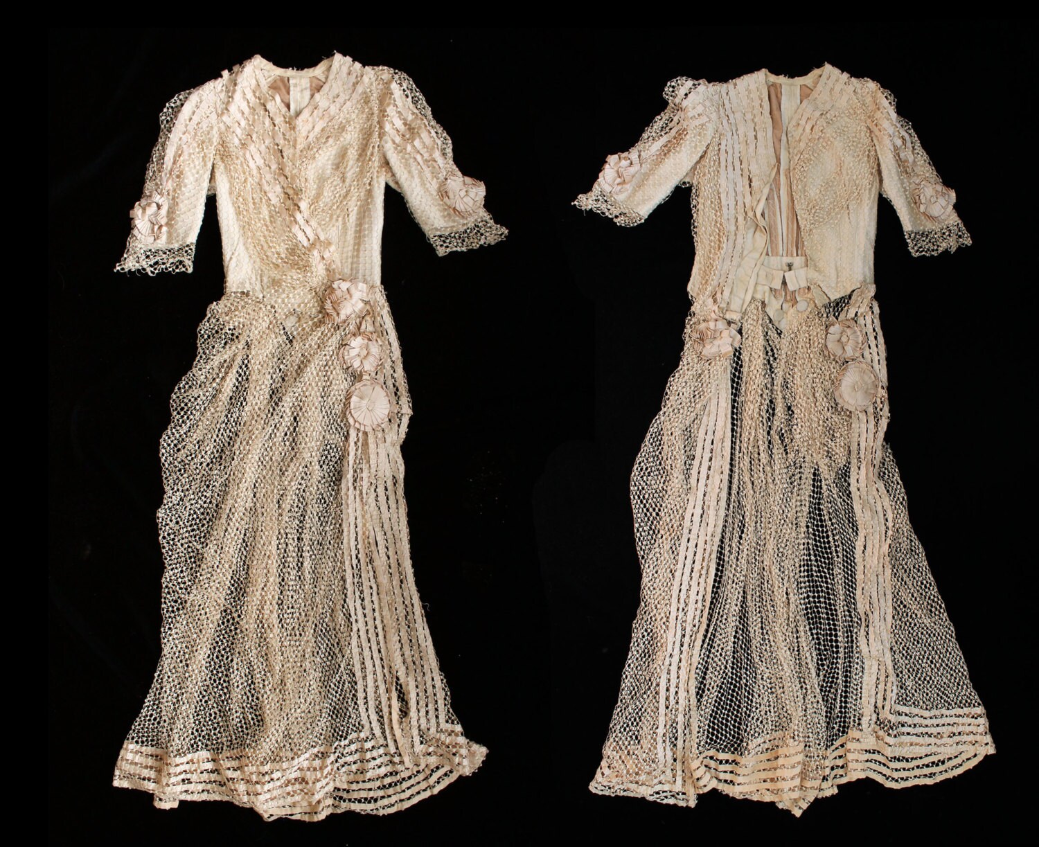 RARE Victorian Net Lace Overdress / 1800s Boned Bodice Dress / Jacket ...