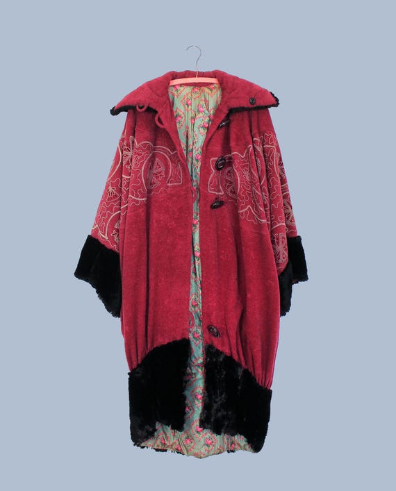 RARE 1920s Coat / Late 1910s Early 20s Red Mohair Coc… - Gem