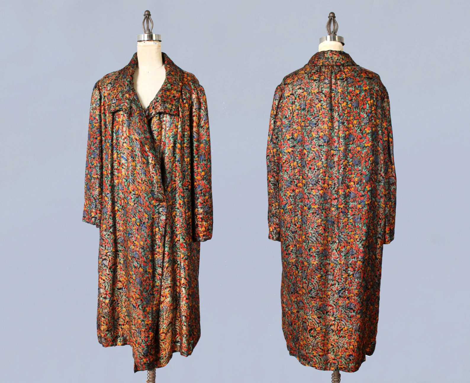 1920s Flapper Coat / 20s Vibrant Colorful Metallic Lamé Coat ...