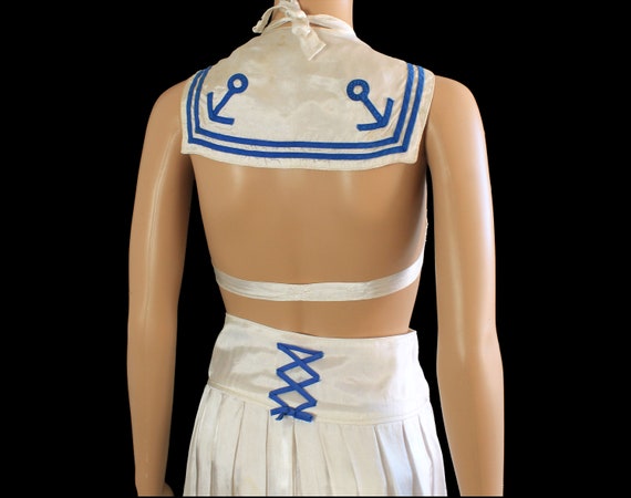 1930s Stage Outfit / 20s 30s Nautical Satin Middy Bra… - Gem