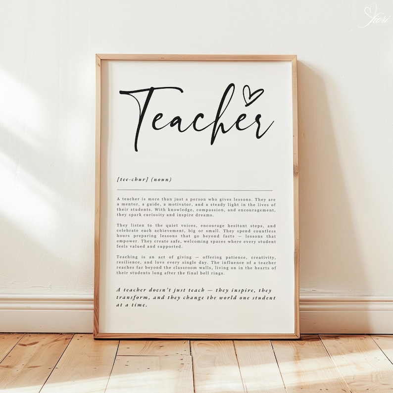 Editable Teacher Definition, Printable Teacher Appreciation Gift ...
