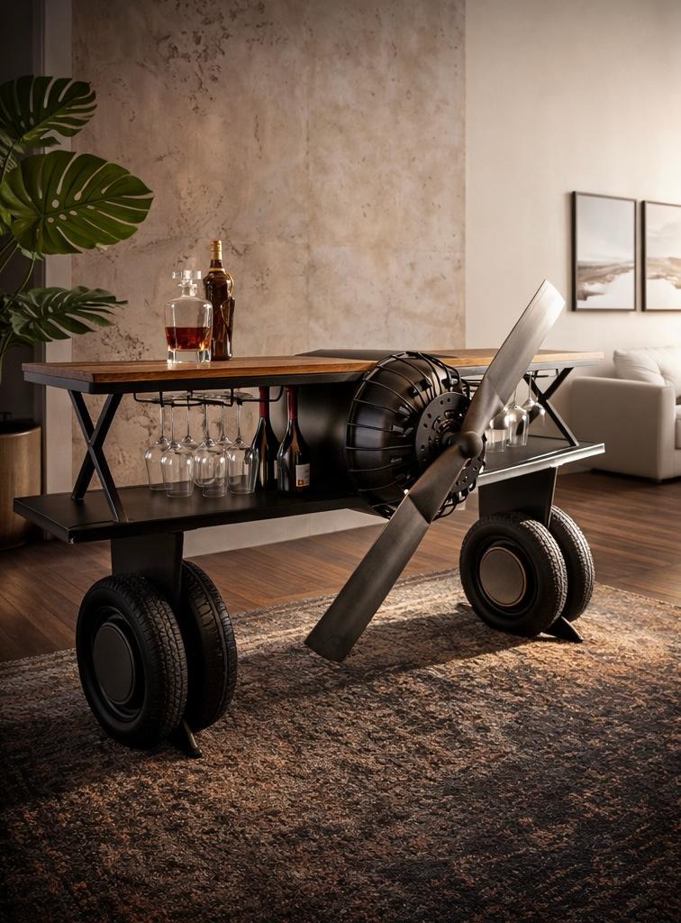 Vintage Airplane Propeller Bar Console – Industrial Aviation Bar Table ...