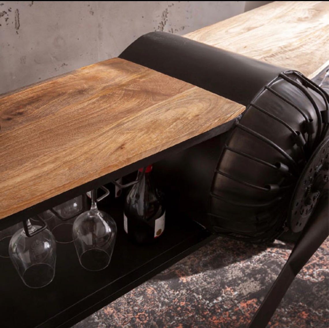Vintage Airplane Propeller Bar Console – Industrial Aviation Bar Table ...