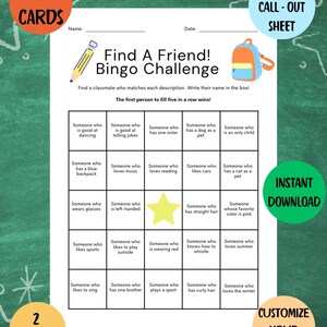 Back to School Bingo for Kids | School Icebreaker | Classroom Activity ...