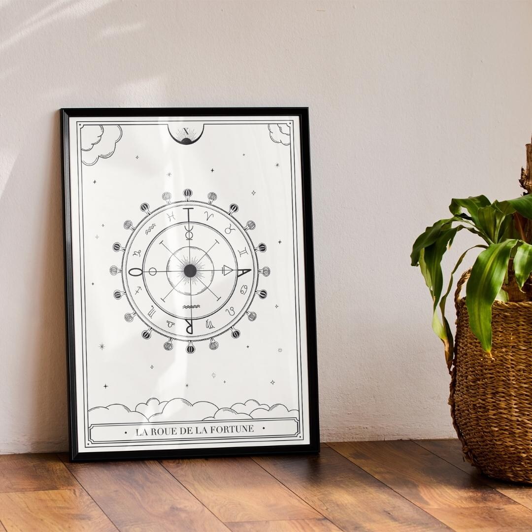 Tarot Wheel of Fortune Poster, Illustration of the Major Arcana Card of ...