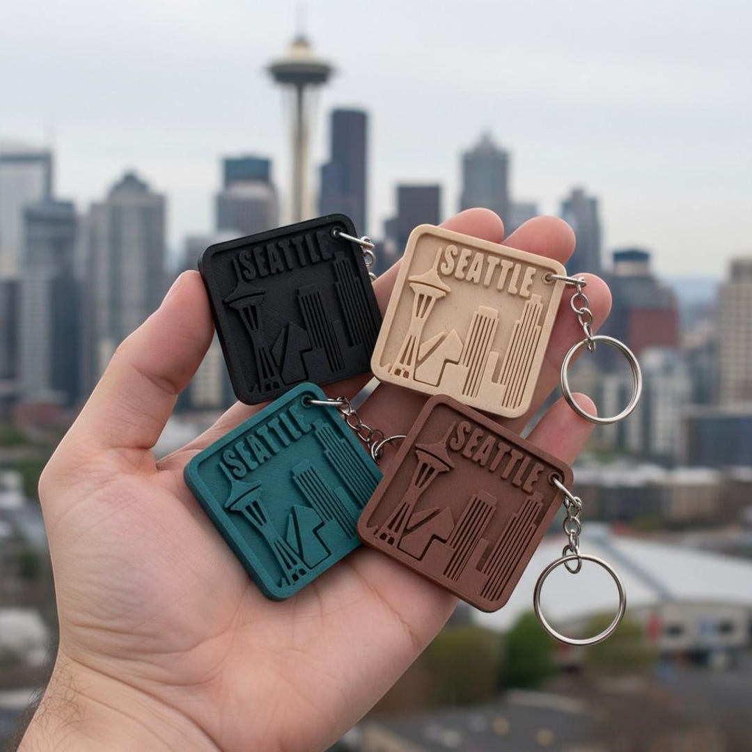 Seattle Keychain – 3D Printed Seattle Skyline Keyring – City Souvenir ...