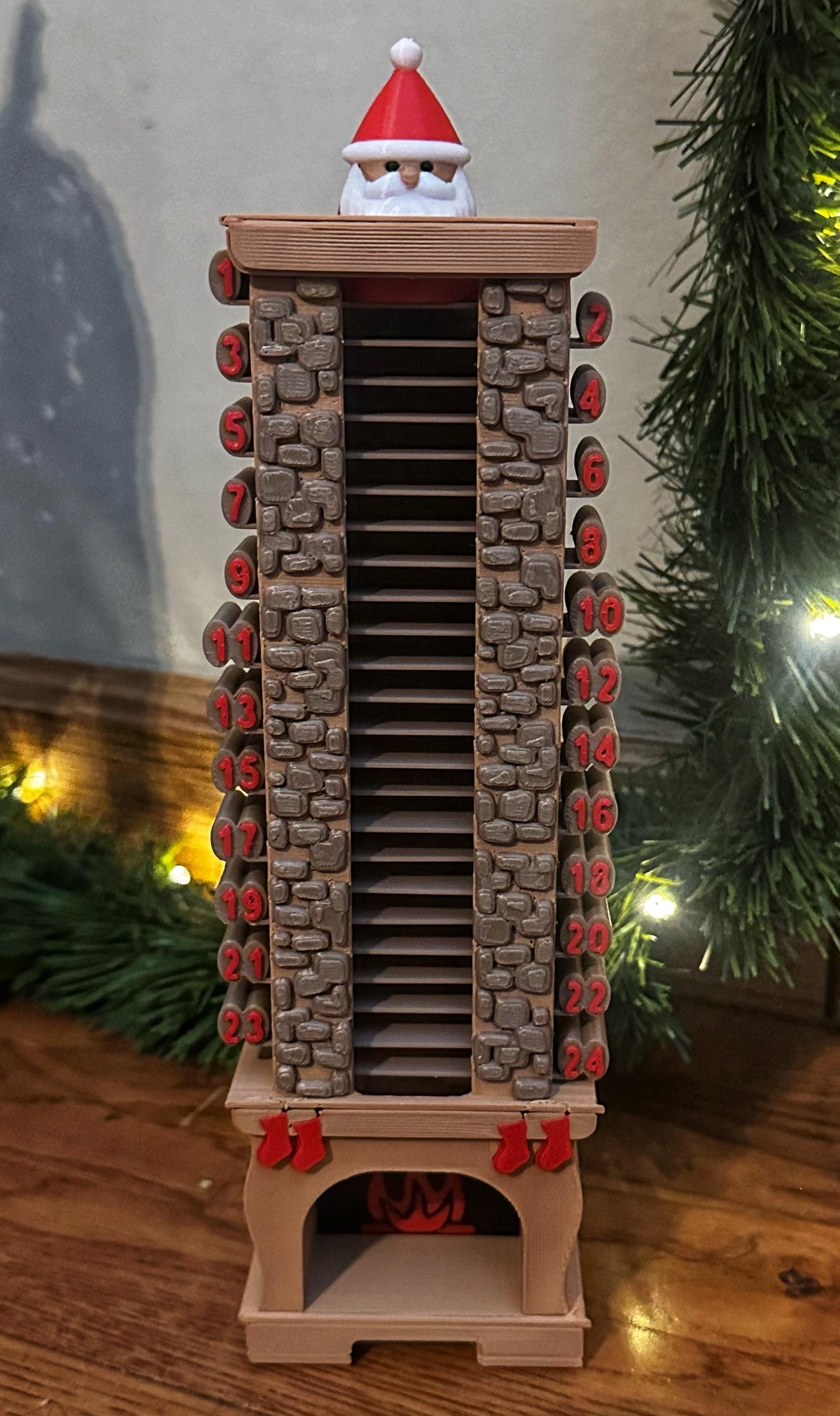 3D Printed Santa Chimney Advent Calendar | Christmas Countdown Decor - Etsy