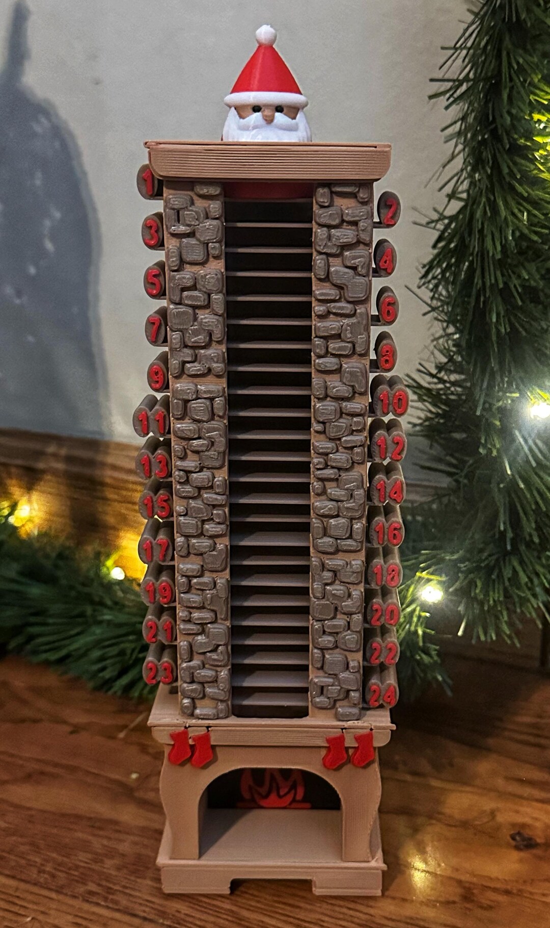 3D Printed Santa Chimney Advent Calendar | Christmas Countdown Decor - Etsy