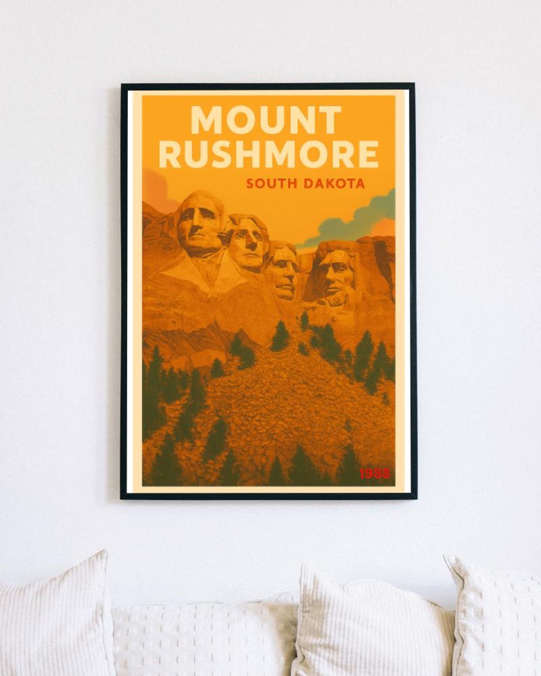Mount Rushmore Vintage Travel Poster | South Dakota Wall Art | 1988 ...