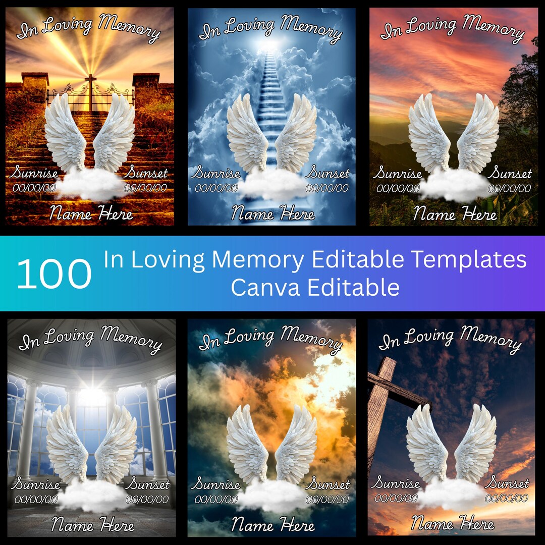 100 in Loving Memory Design Editable in Canva Memorial Design Funeral ...
