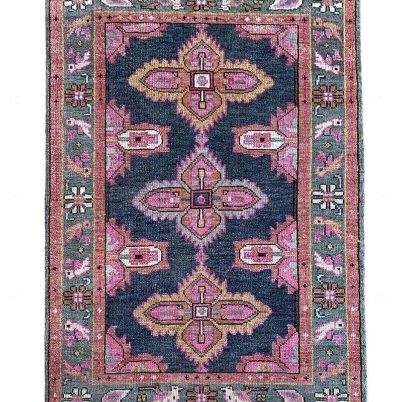 Pink and Navy Rug - Etsy
