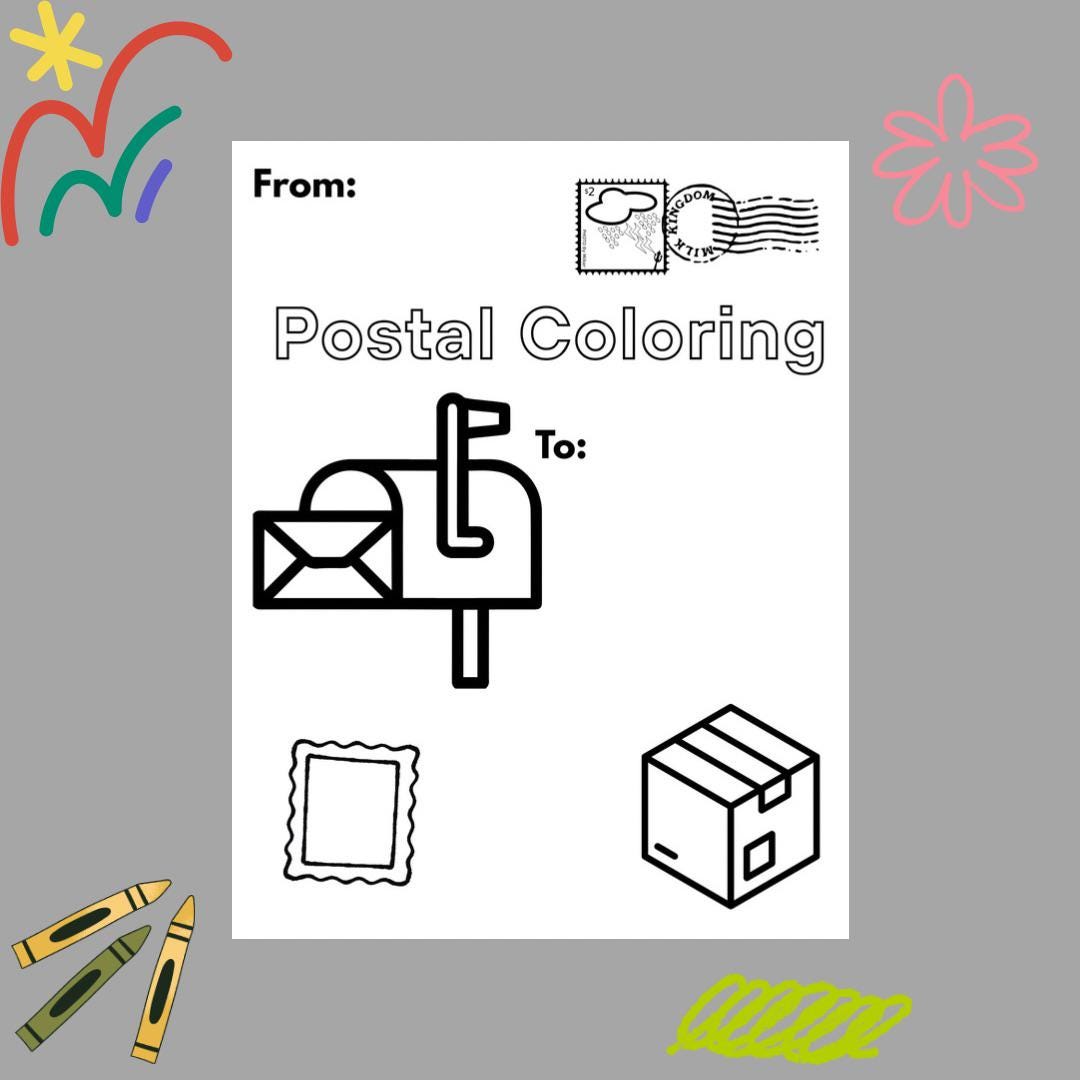 POSTAL COLORING PAGES - Etsy