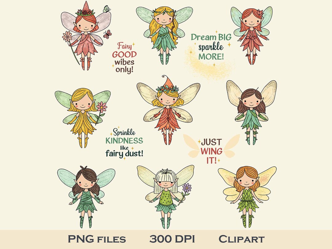 Magical Fairies & Positive Vibes Digital Download, Fantasy Clipart PNG ...