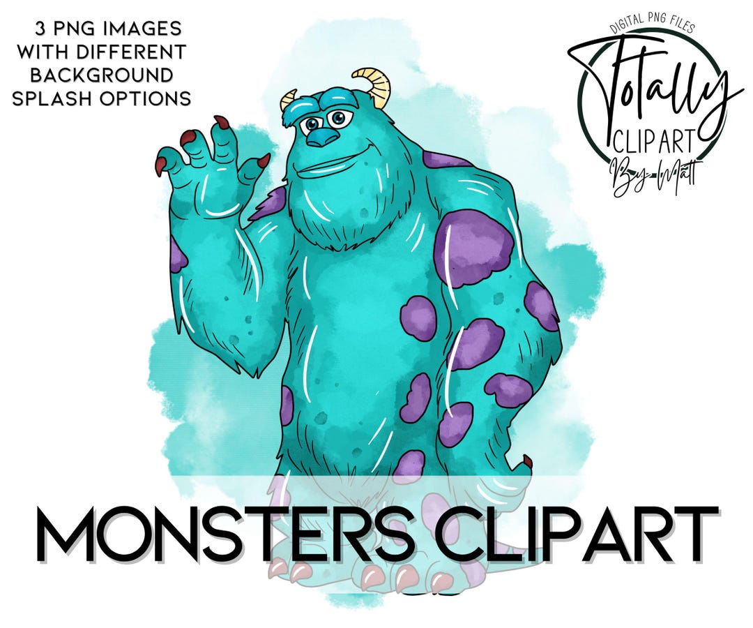 Watercolor Style Monster Clipart Set of 3 PNG Images | Instant Download ...