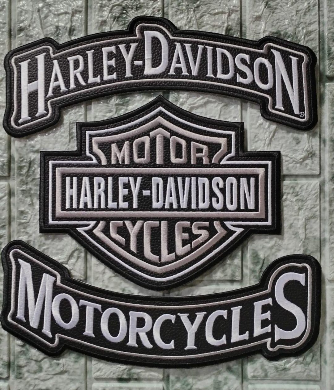 Harley Davidson Patches + Rockers Gray Color 3 Pcs to Personalize Your ...