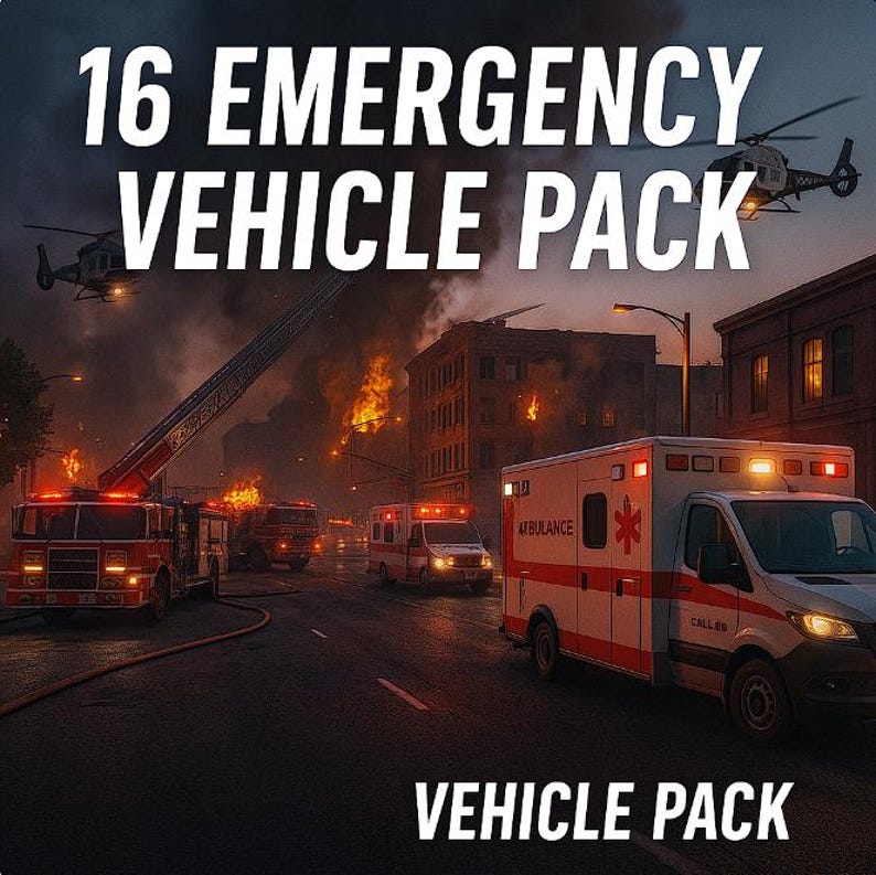 Fivem Emergency Vehicle Pack: Fire Trucks, Ambulances, Rescue Vehicles ...