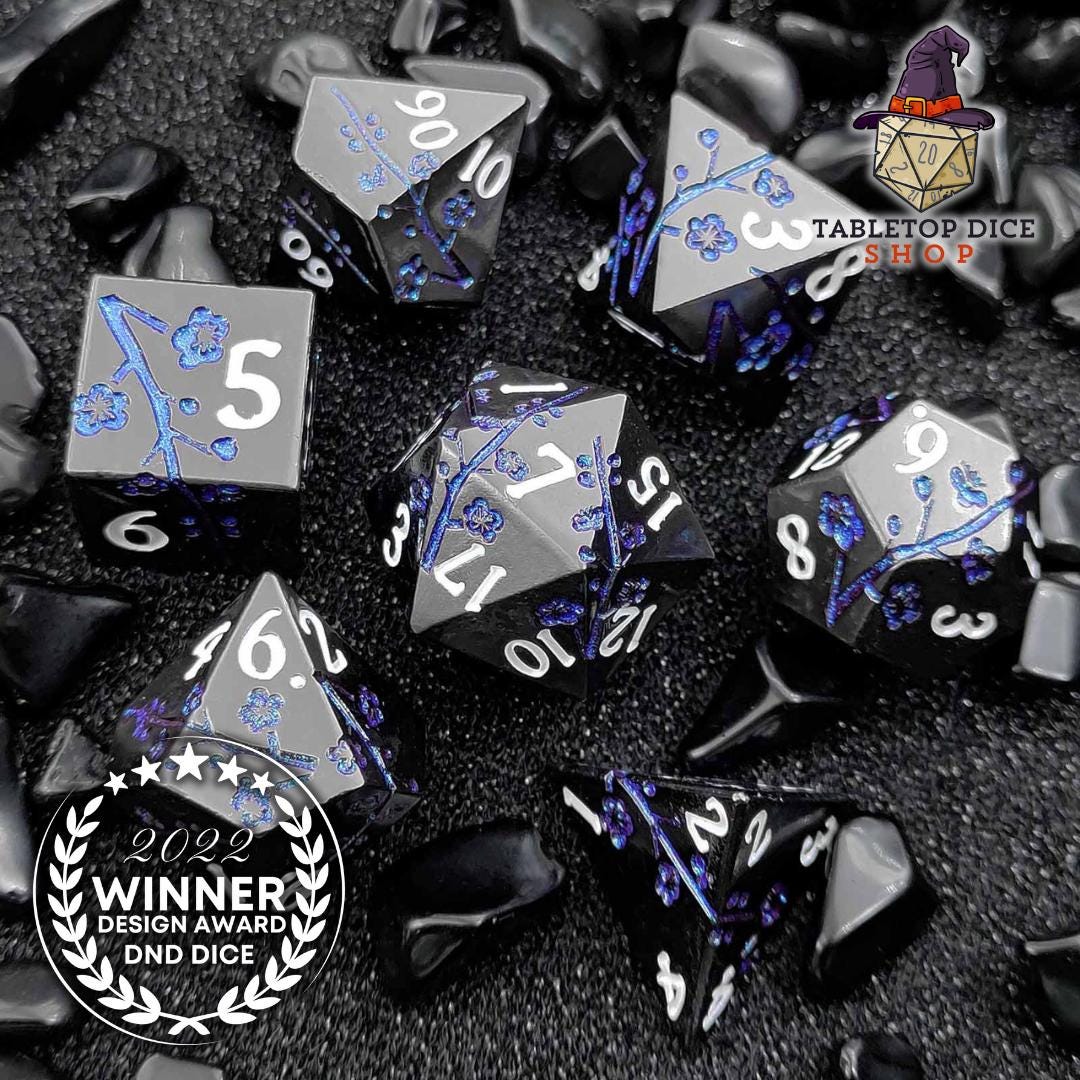 Black Floral DND Dice Set | Dungeons and Dragons Dice Gift | RPG Dice ...