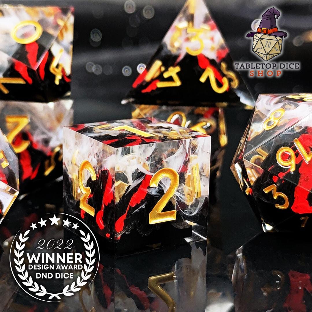 Resin Volcano DND Dice Set | Unique D20 D12 D10 D8 D6 D4 | RPG Dice ...