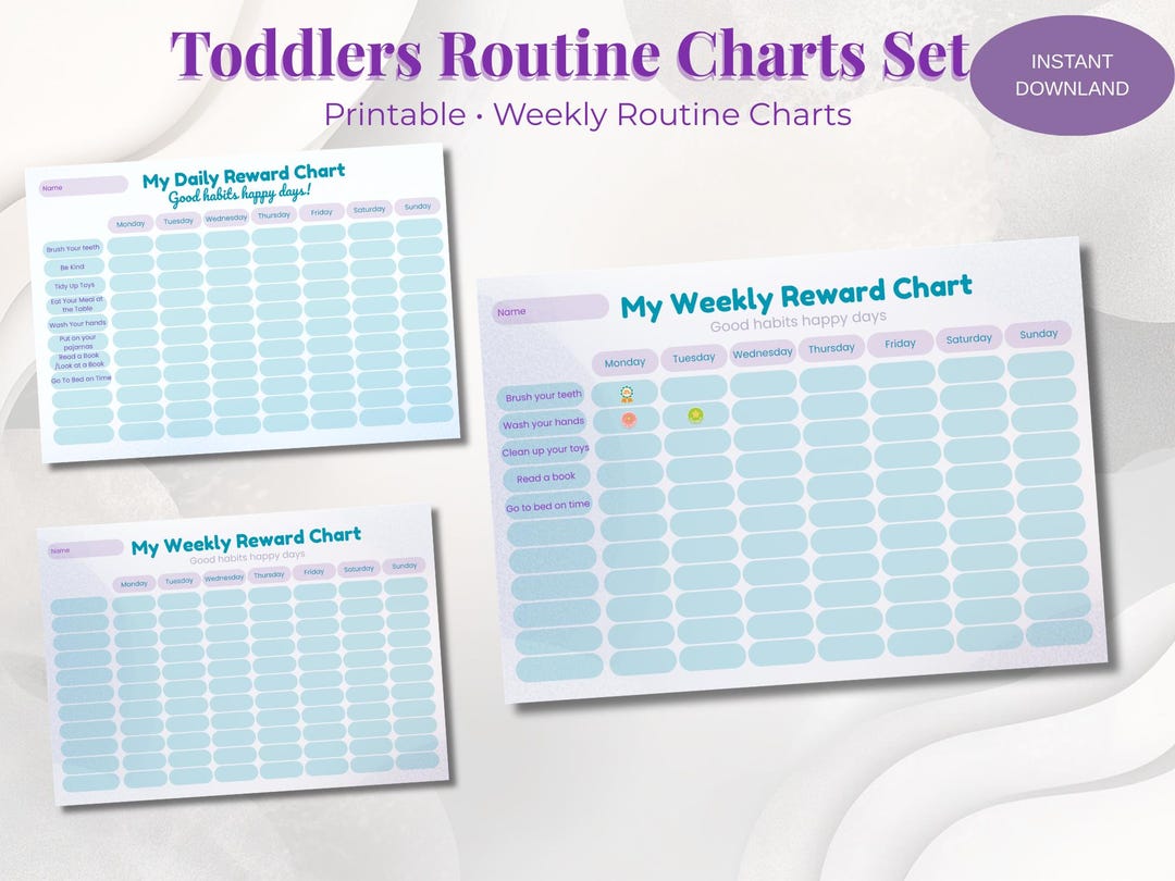 Weekly Reward Chart for Kids Printable, Toddler Behavior Chart, Star ...