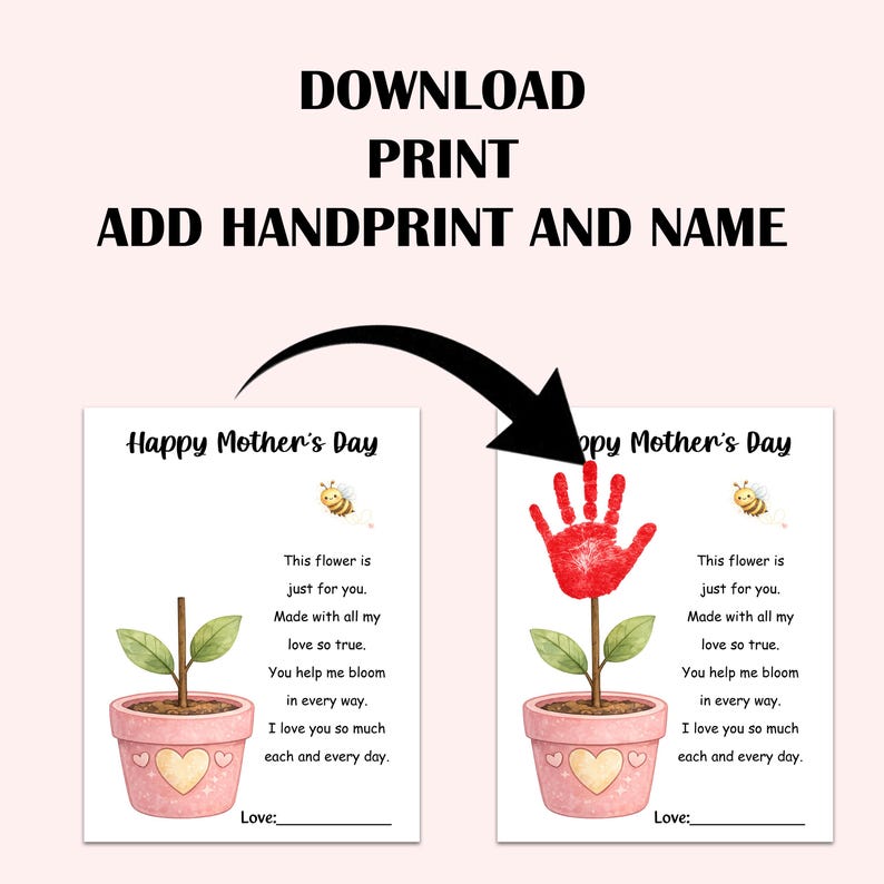 Mother’s Day Handprint Flower Poem Printable, Kids Craft for Mom ...
