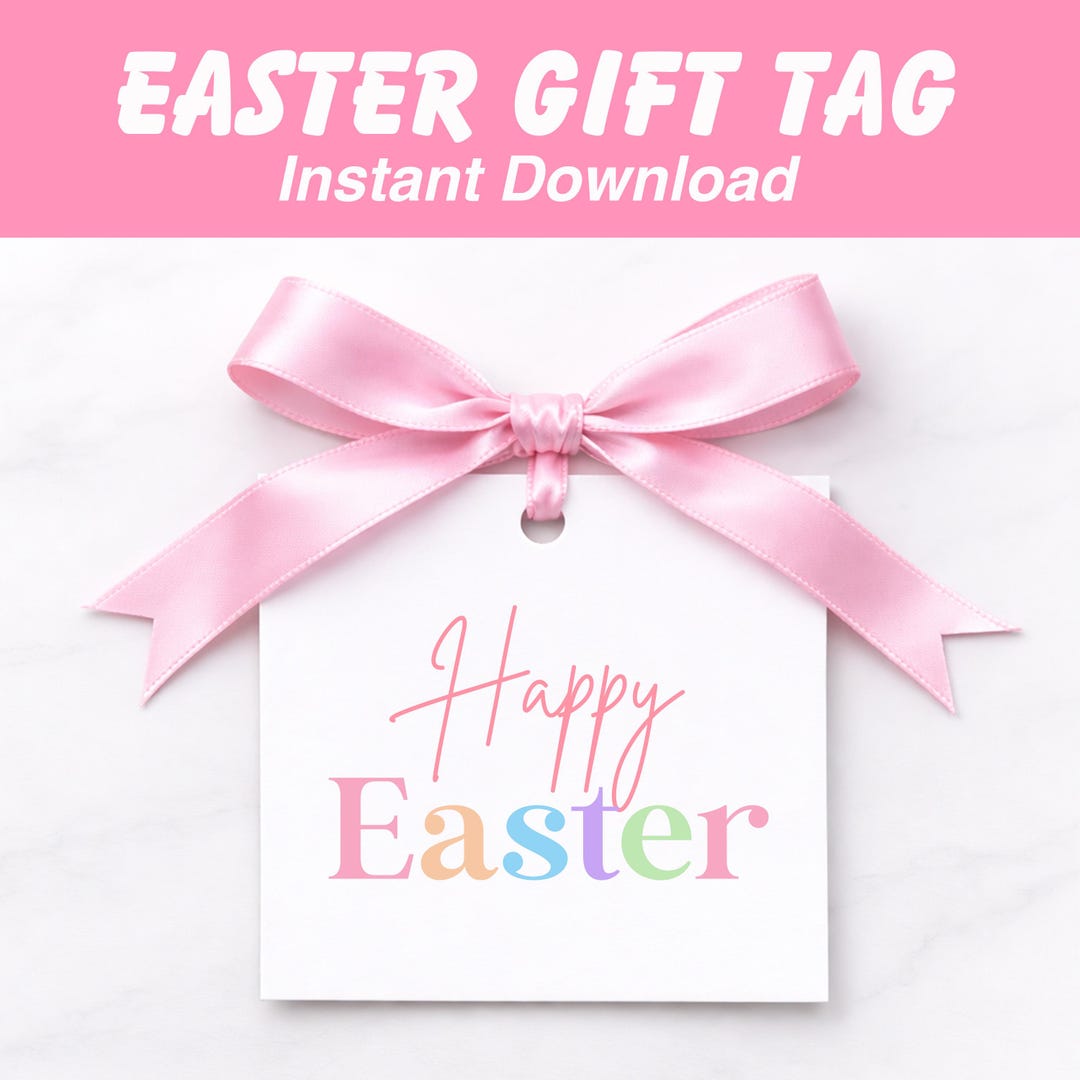 Happy Easter Gift Tag Printable, Printable Easter Cookie Tags, Square ...