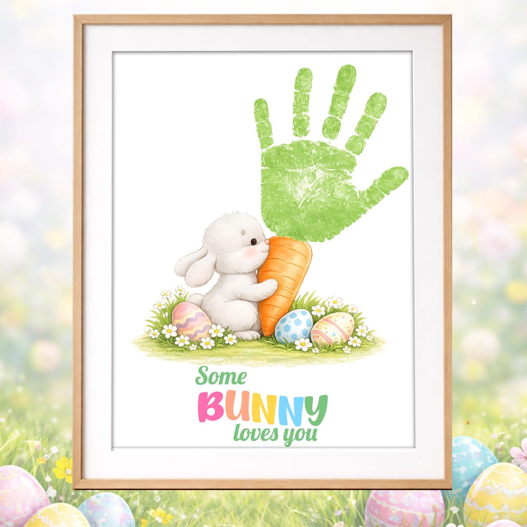 Easter Bunny Handprint Printable, Bunny Handprint DIY Craft, Kids ...