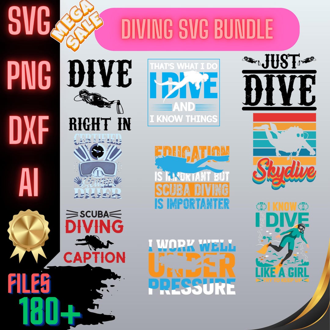 Scuba Diving SVG Bundle, Scuba Diver SVG, Unterwasser SVG, Diving ...