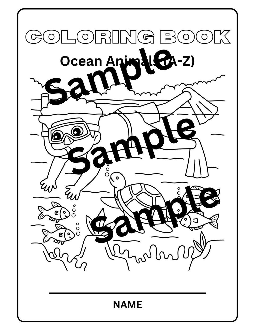 Ocean Animals, Alphabet, Coloring Pages - Etsy