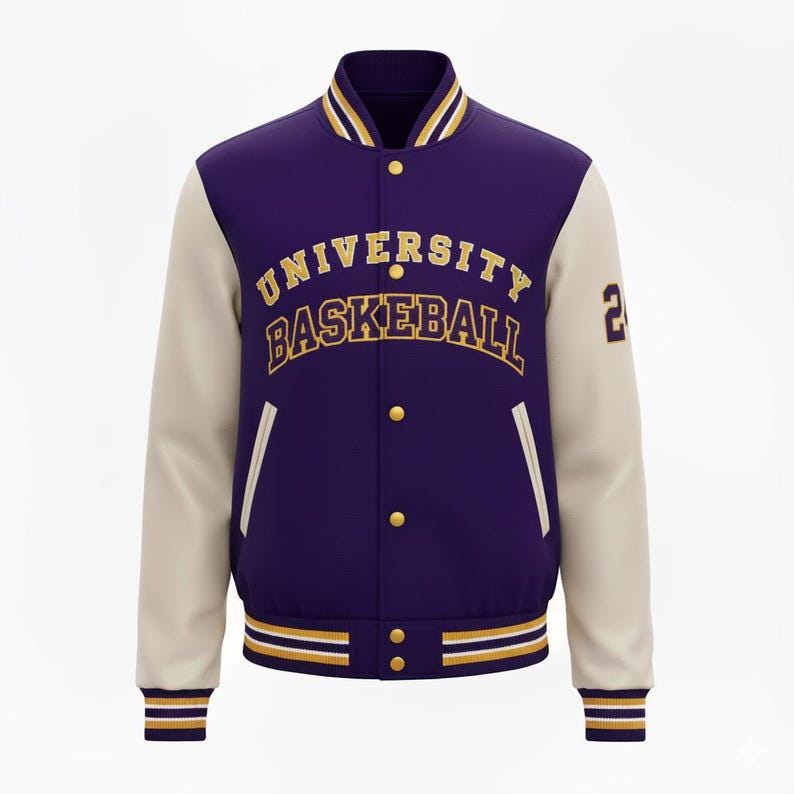 Purple Basketball Varsity Jacket — University Letterman Bomber With ...