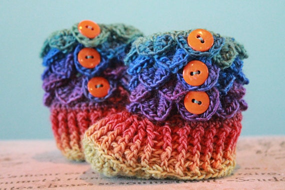 Free Crochet Crocodile Stitch Booties Pattern