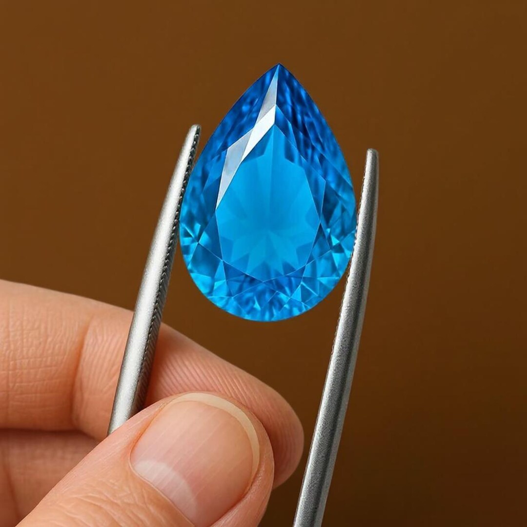 Natural Large Pear Shape Swiss Blue Topaz 80-85 Carat – Natural Faceted ...