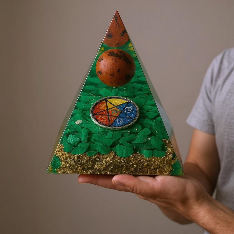 Buy Pentacle Orgone Pyramid in Green | Orgonite Energy Generator With ...