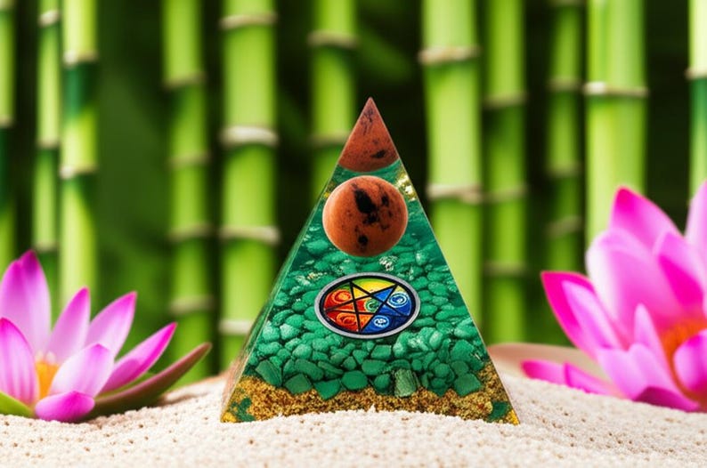 Buy Pentacle Orgone Pyramid in Green | Orgonite Energy Generator With ...