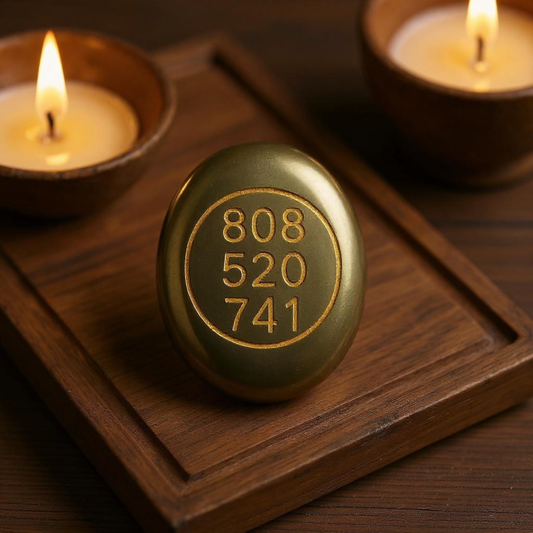Pyrite Style Angel Numbers Palm Stone 808 520 741, Gold Worry Stone ...