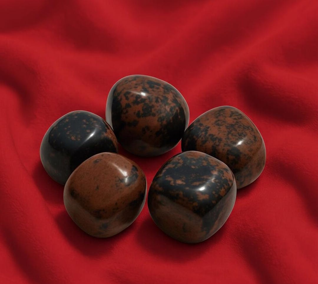 Natural Mahogany Obsidian Tumbled Stones, Root Chakra Healing Crystal ...