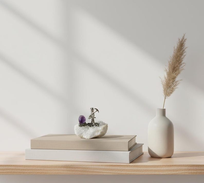 Buy Motivational Crystal Art – Miner Picking Amethyst on Quartz Base ...