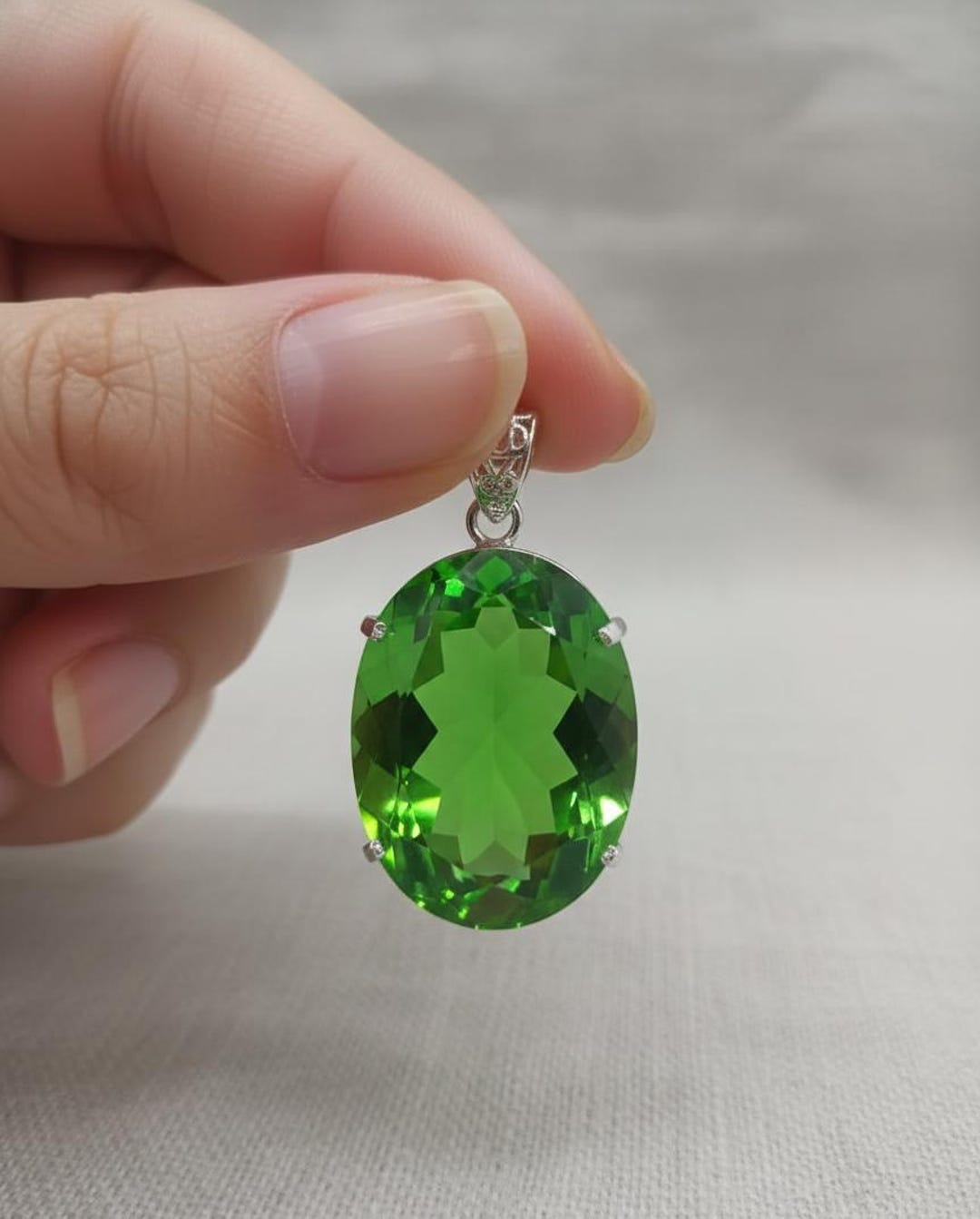 Buy Emerald Cut 100-110 Emerald Pendant Necklace in Sterling Silver ...