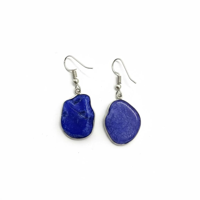 Buy 31 Ct Lapis Lazuli Dangle Earrings, Genuine Blue Gemstone Statement ...