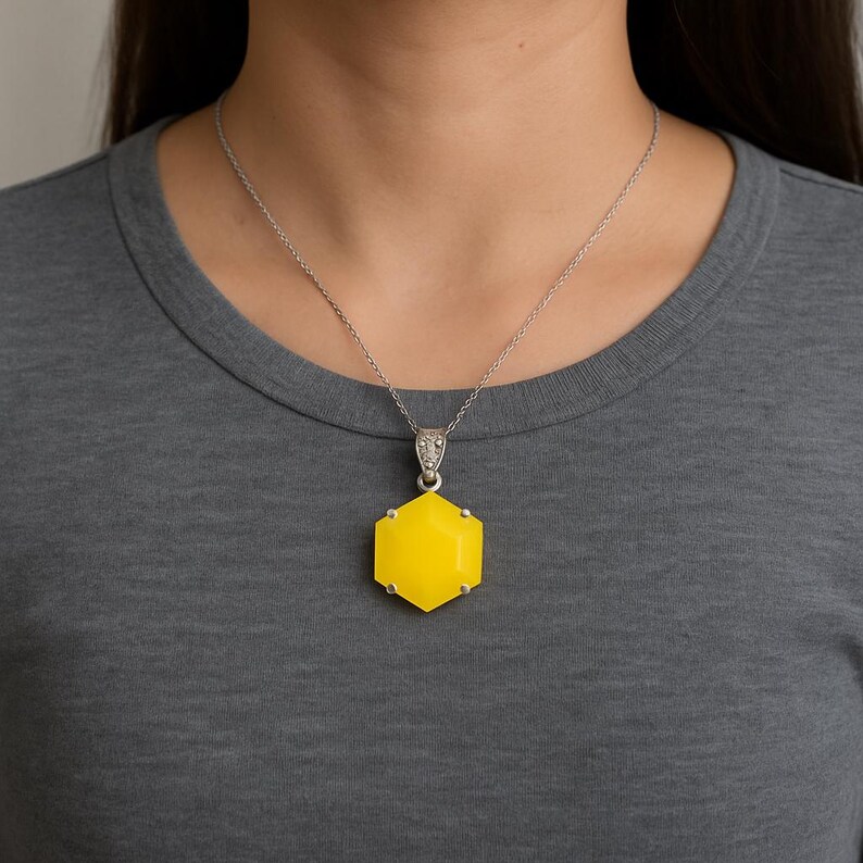 Buy Large Yellow Opal Pendant, 65–70 Carat Faceted Hexagon Cut ...
