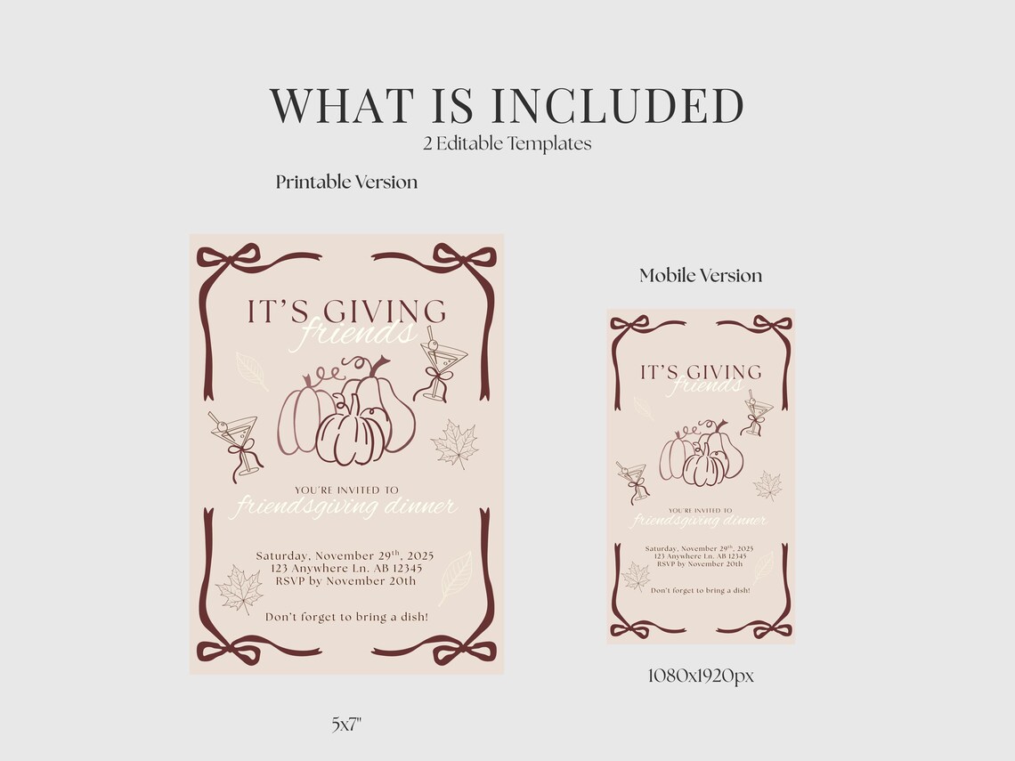 Friendsgiving Invitation | Friends Thanksgiving Invite | Editable Canva ...