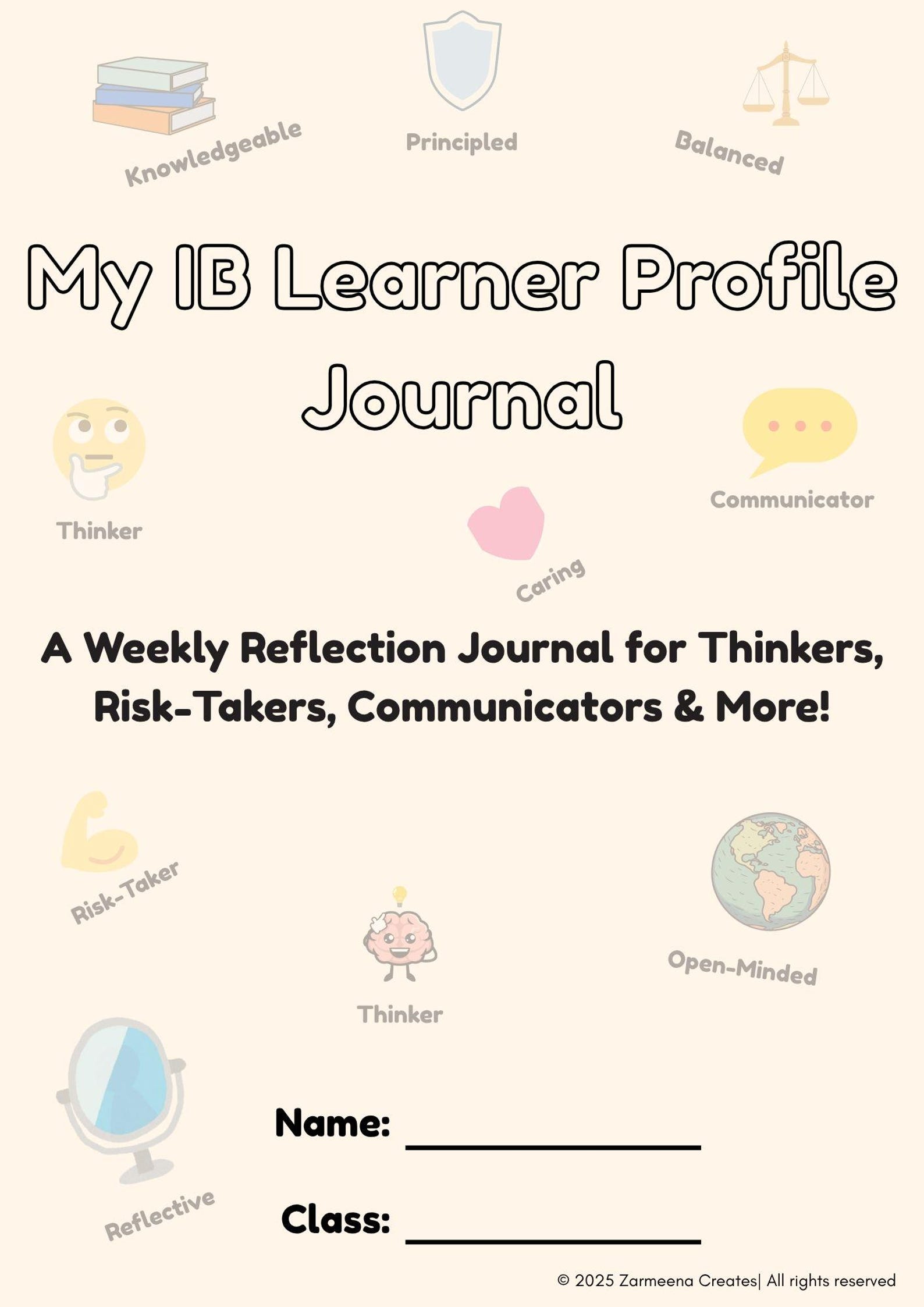 IB Learner Profile Weekly Journal – Track & Reflect on PYP Skills - Etsy