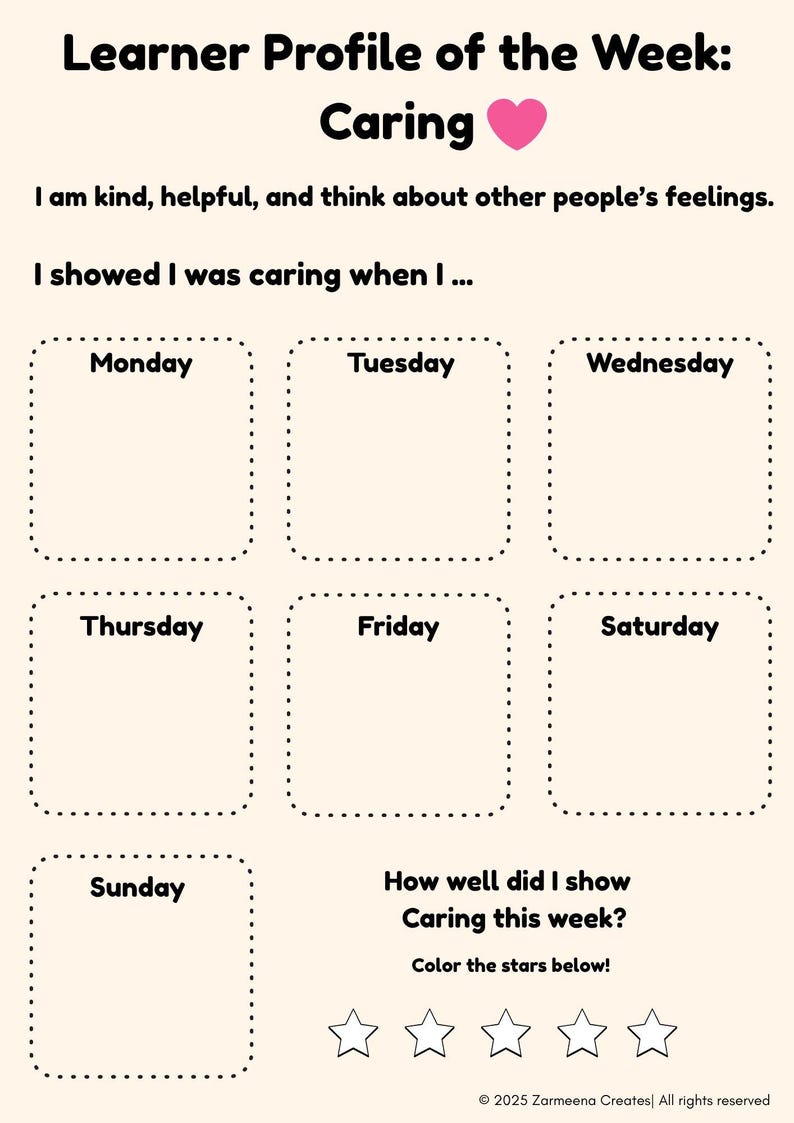 IB Learner Profile Weekly Journal – Track & Reflect on PYP Skills - Etsy