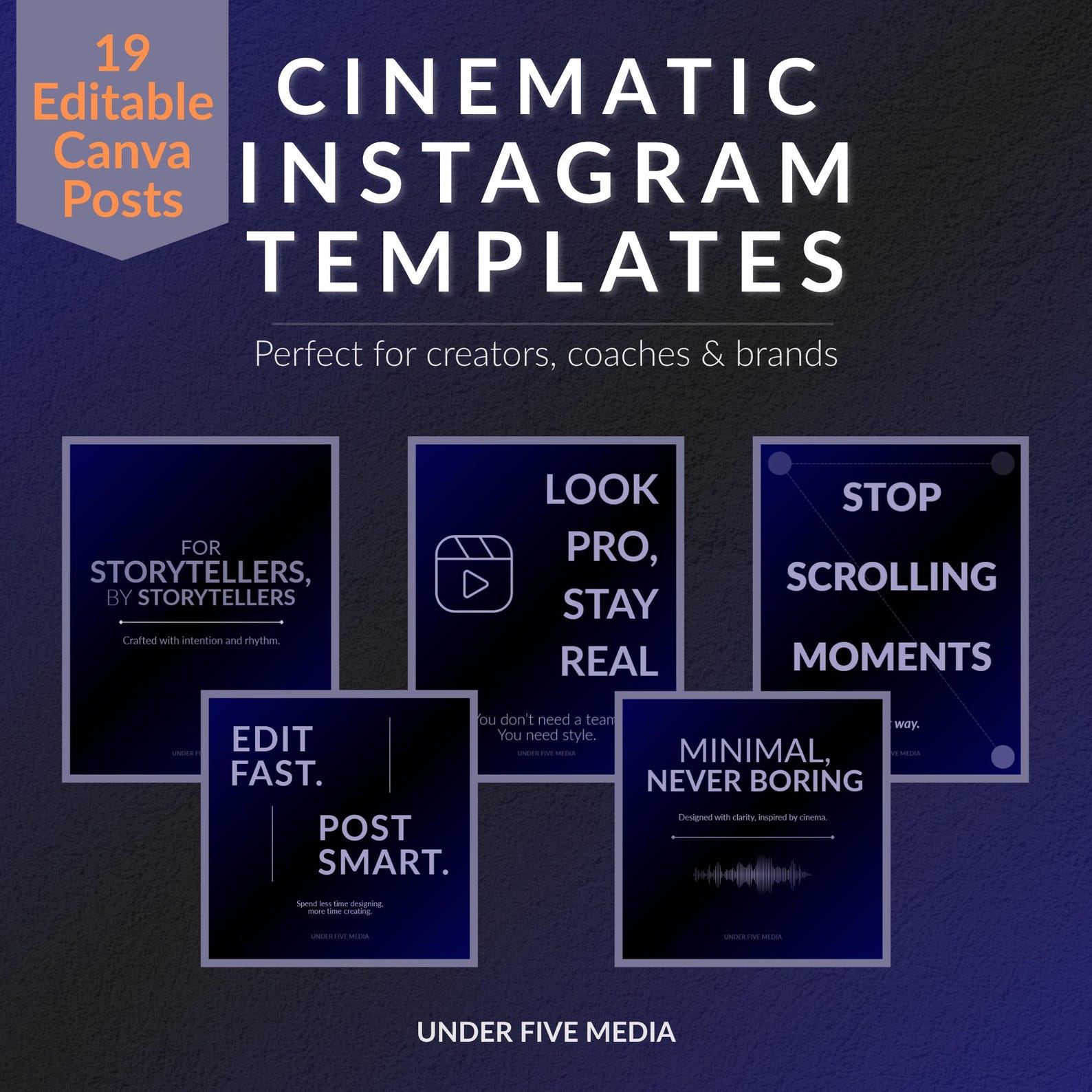 Cinematic Instagram Templates – 19 Editable Canva Posts for Creators ...
