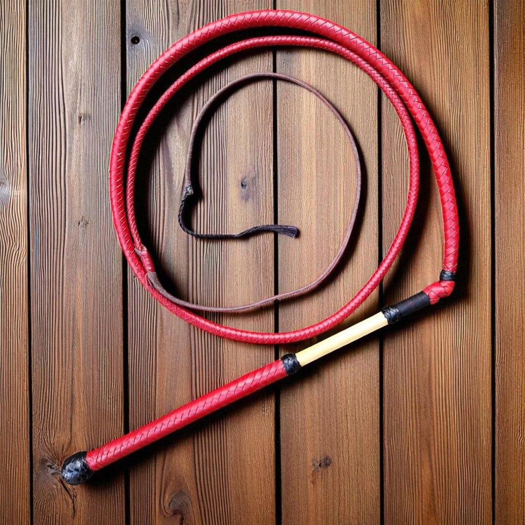 Handmade Red Kangaroo Leather Stock Whip: Cane Handle, Custom Stockwhip ...