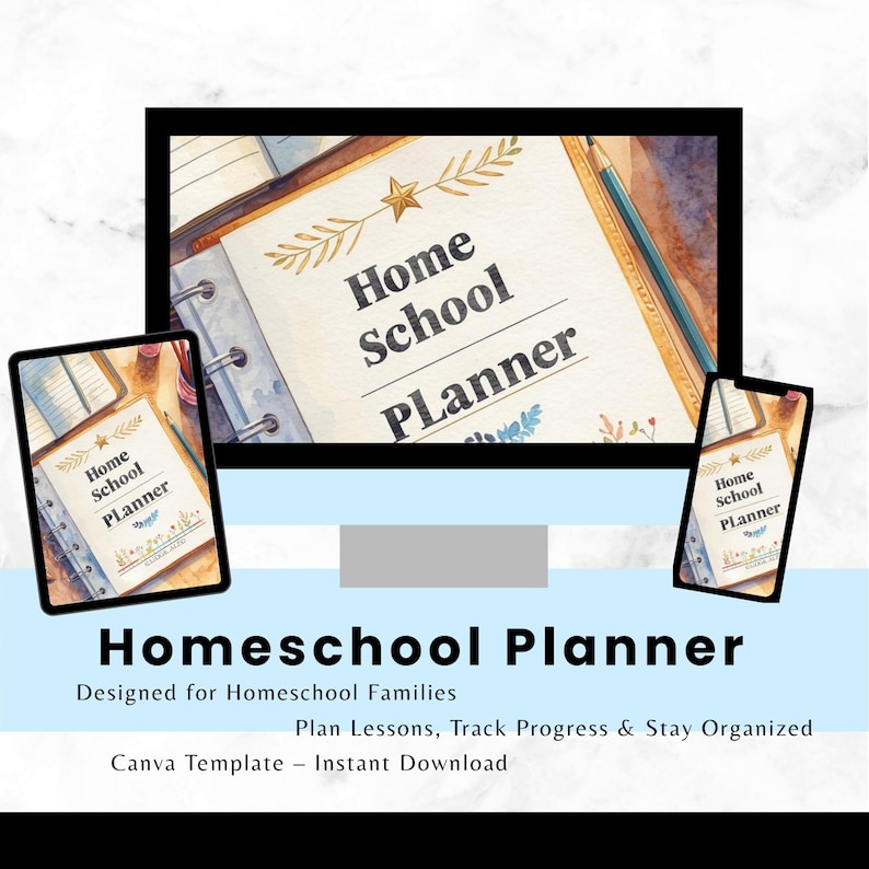 Editable Homeschool Planner Canva Template | Daily Weekly Monthly ...