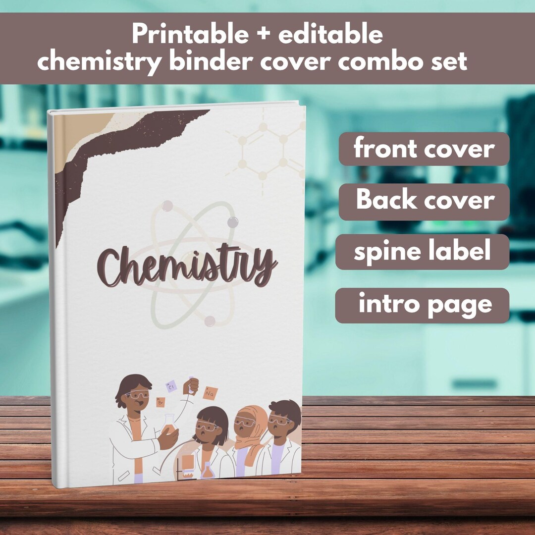 Editable Printable Chemistry Binder Cover Set |canva Template ...