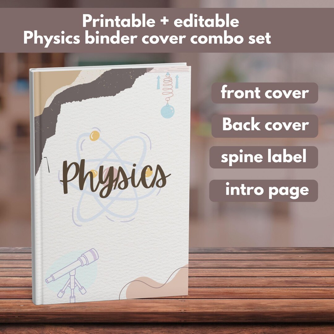 Editable Printable Physics Binder Cover Set |canva Template + Printable ...