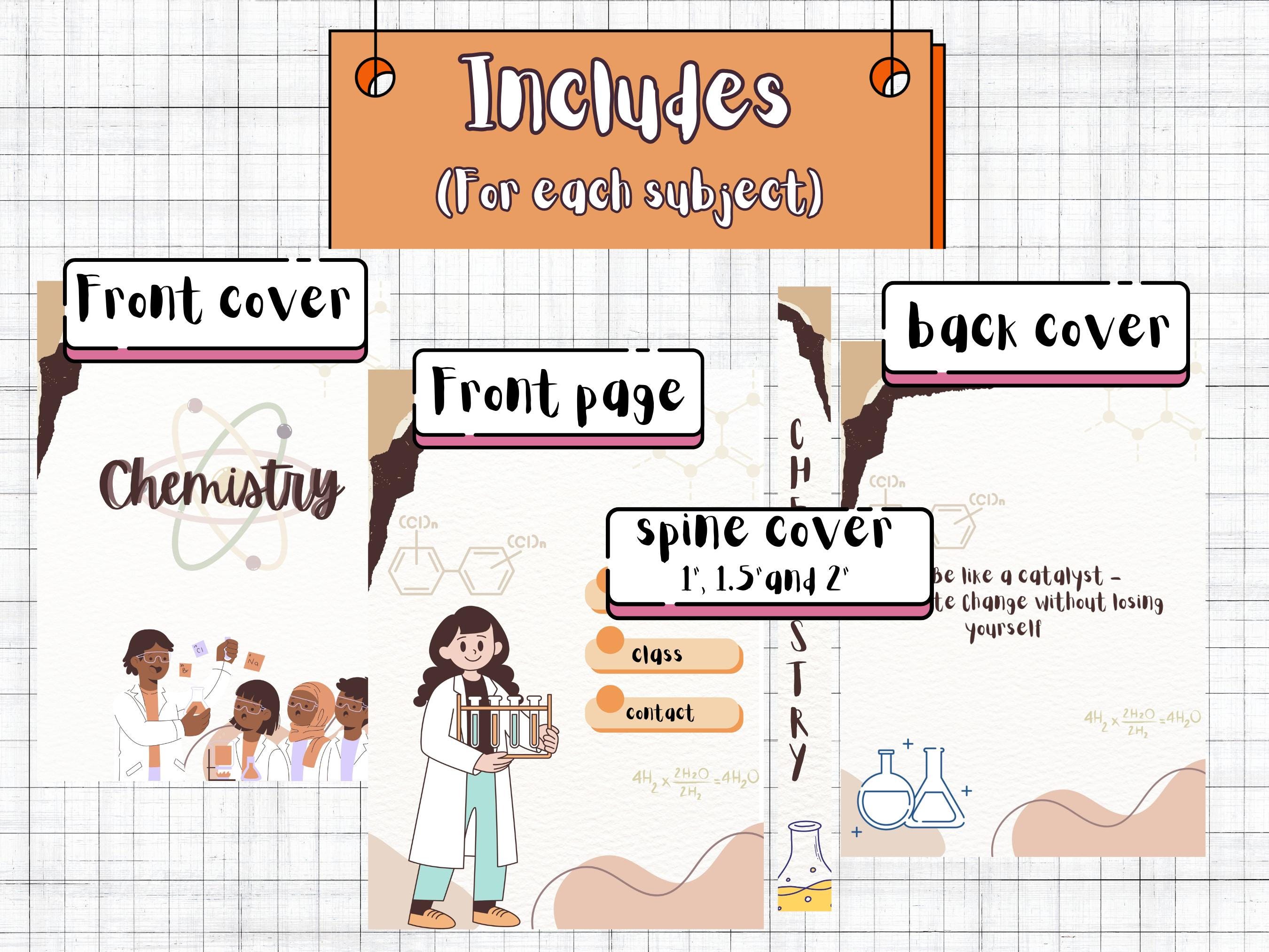 Editable Science Binder Cover Set |maths,physics,chemistry, Biology ...