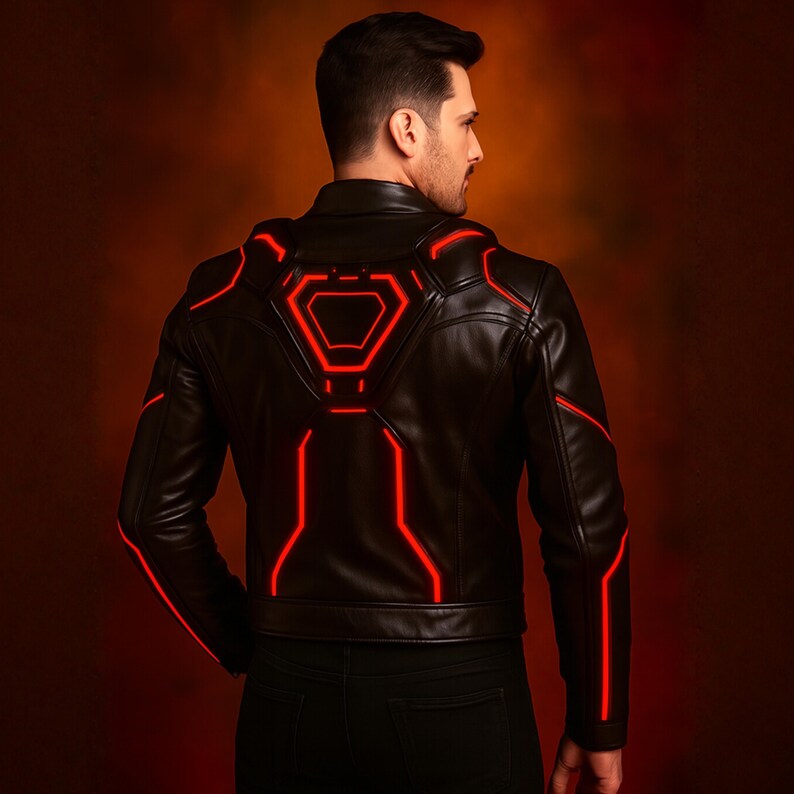 Tron Ares Inspired Leather Jacket | Futuristic Sci-fi Motorcycle Jacket ...