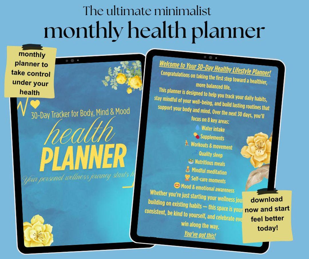 30-day Health & Wellness Planner PDF – Daily Body, Mind and Mood ...